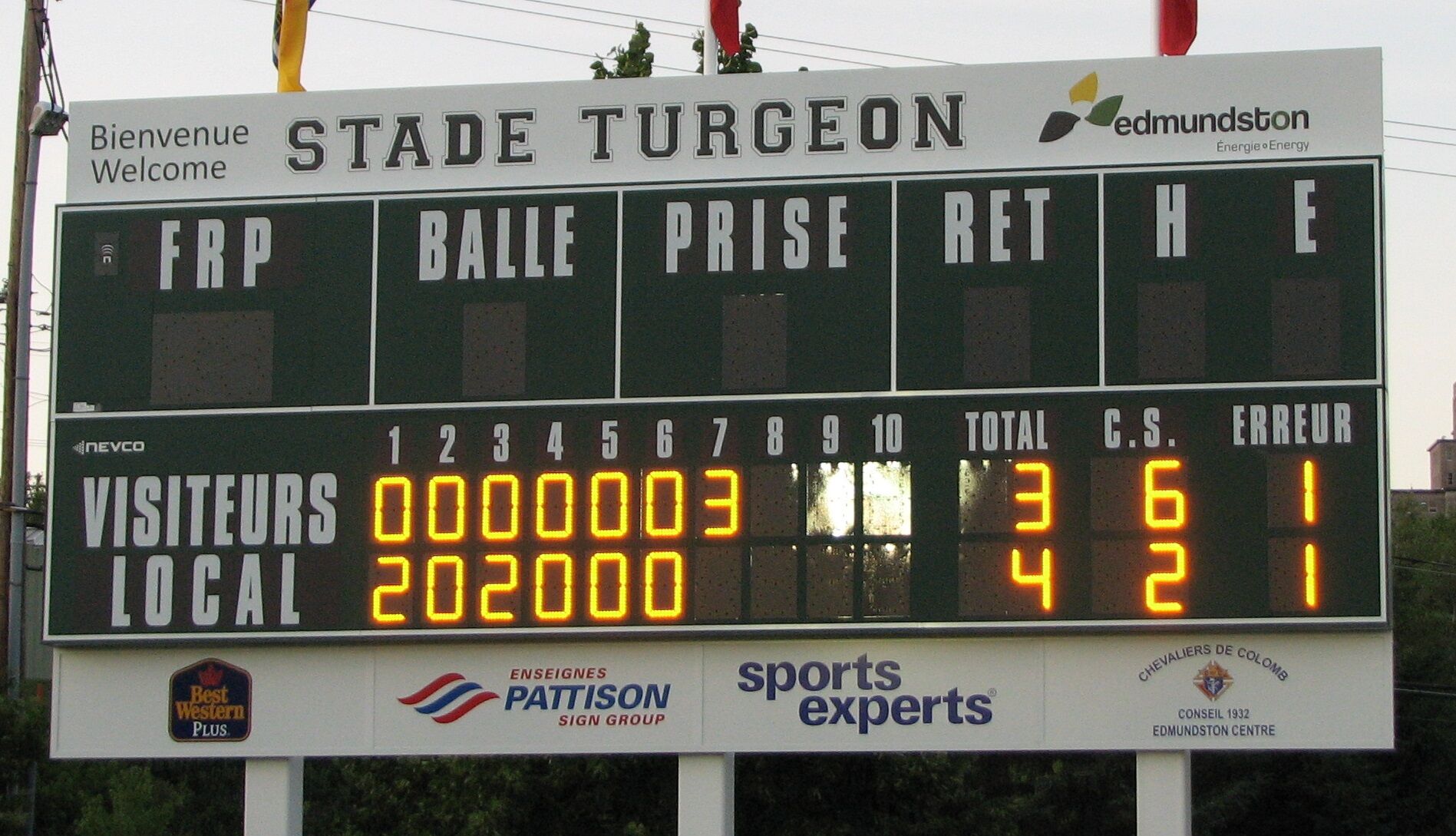 Baseball - Tableau de pointage | Pointage PRO